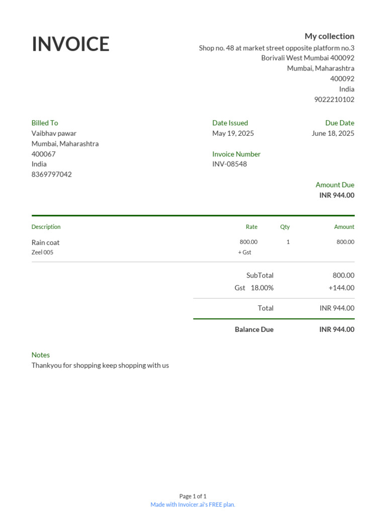 Invoice INV-08548 | PDF