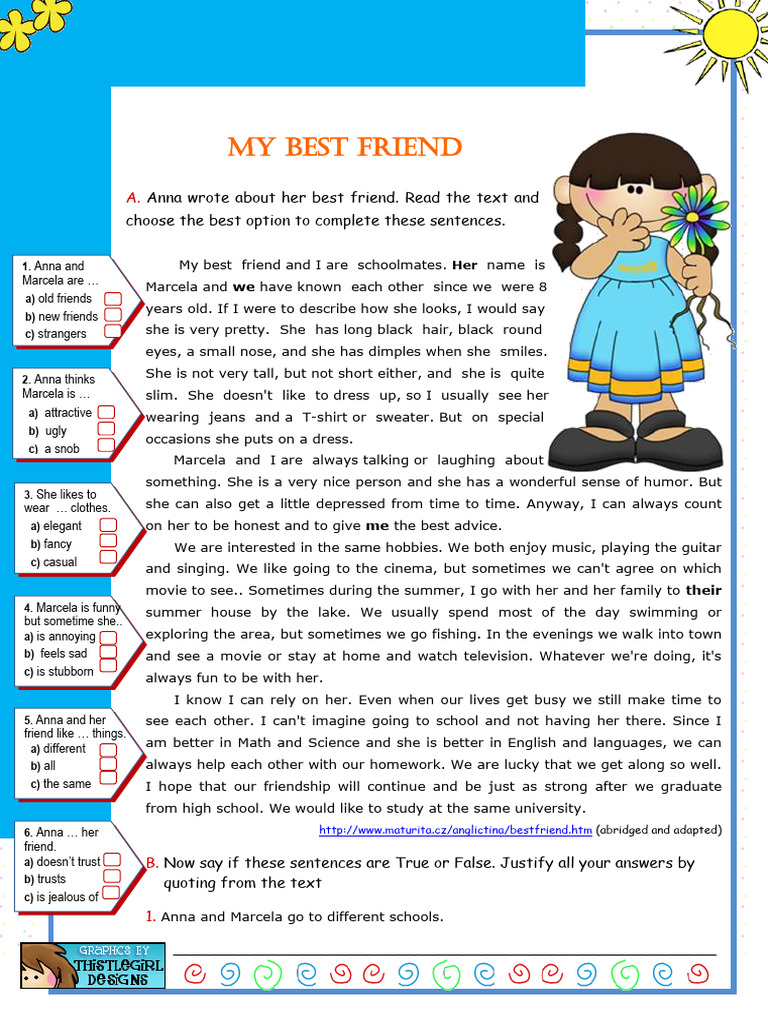 My Best Friend - Reading Comp | PDF