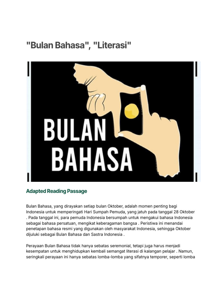 Peningkatan Literasi di Bulan Bahasa | PDF