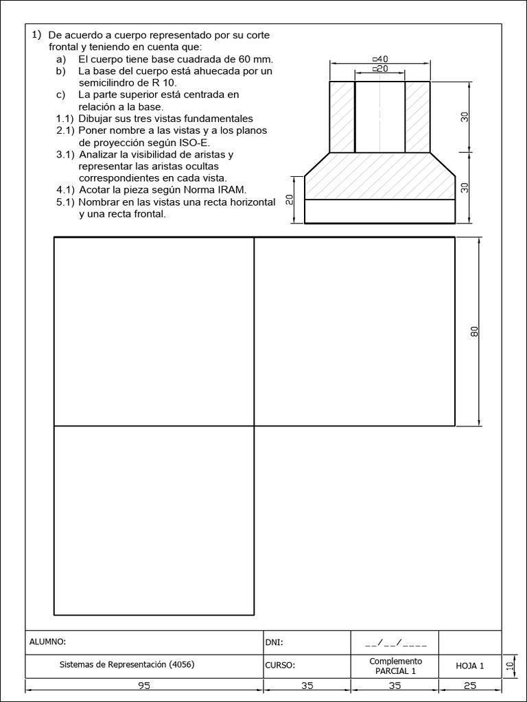Dni: Complemento Parcial 1 Sistemas de Representación (4056) Hoja 1 Curso: Alumno | PDF