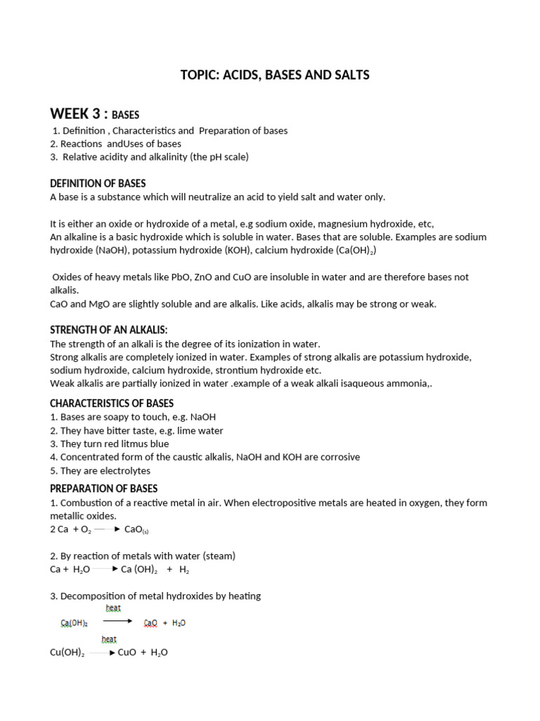 BASES, SALTS AND PH SCALE YR 10 CHEMISTRY | PDF | Ph | Hydroxide