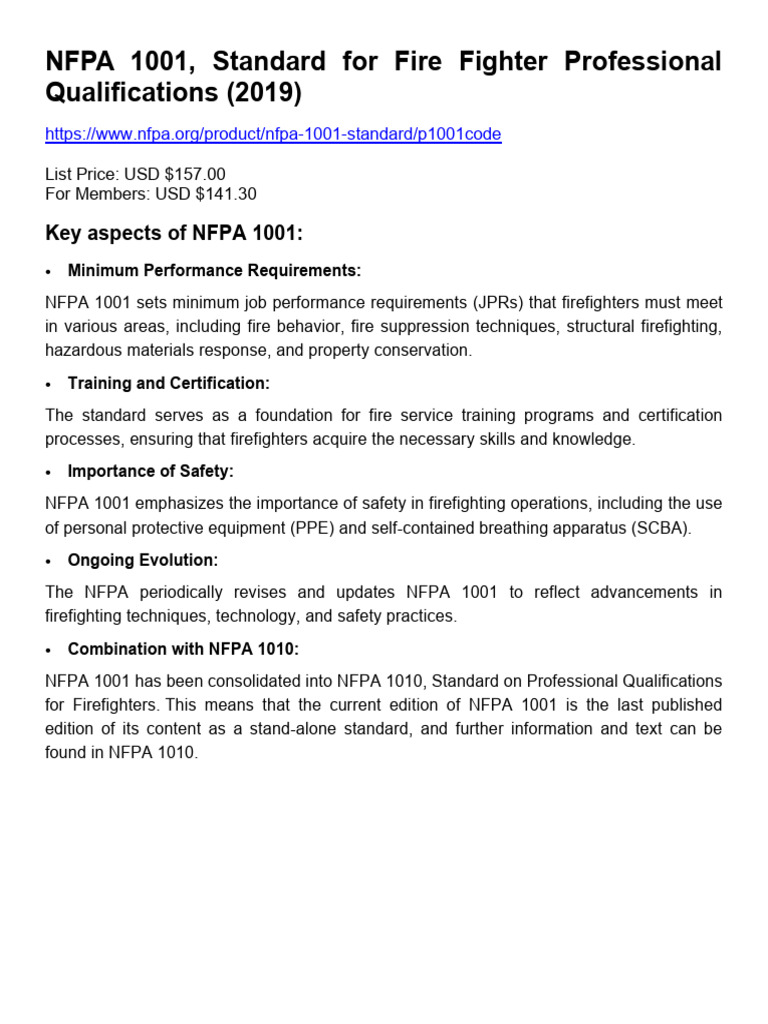 NFPA Standards for Firefighter Training | PDF | Rescue | Safety