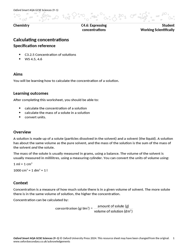 AQAGCSE 4ed Chem C04 6 Student Ws | PDF | Sodium | Sodium Hydroxide