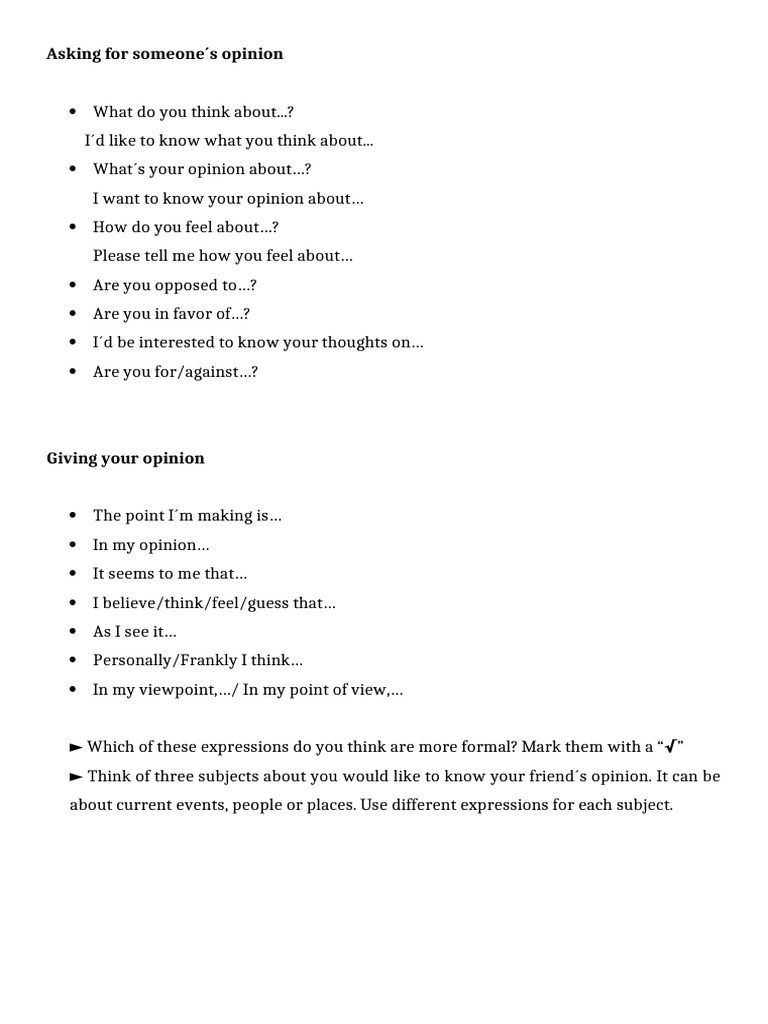 Asking For Someone S Opinion | PDF