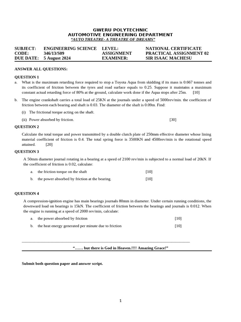 SCIENCE Practical ASSIGNMENT 2 2024 ASSIGNMENT | PDF | Friction | Force