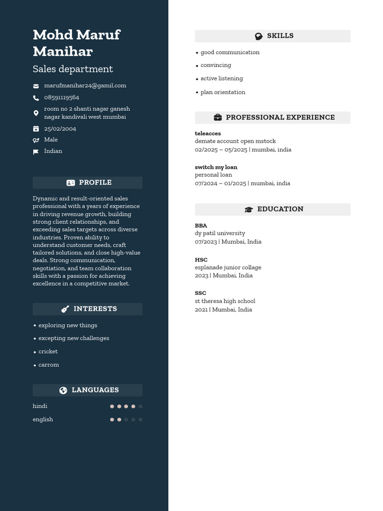 Mohd Maruf Manihar 12345 | PDF