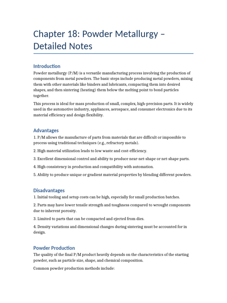 Powder Metallurgy Overview and Applications | PDF | Sintering ...