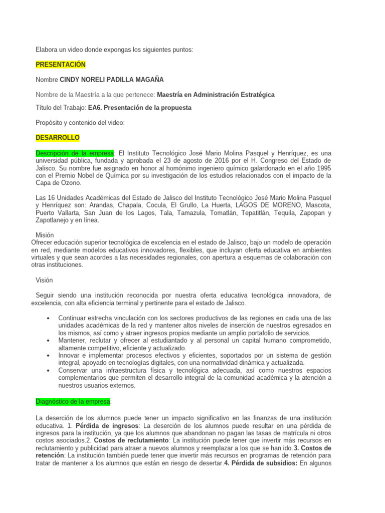 Padilla - Cindy - PIE - U2 - EA6 | PDF | Enseñando | Inversiones