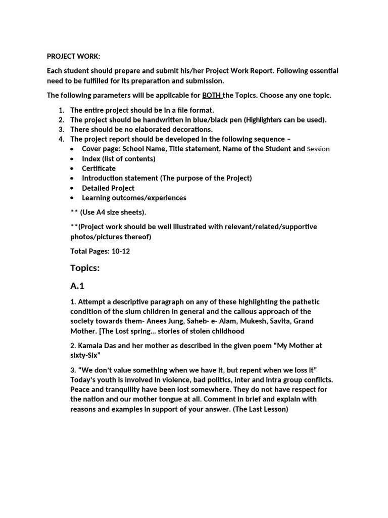 English HHW Topics | PDF