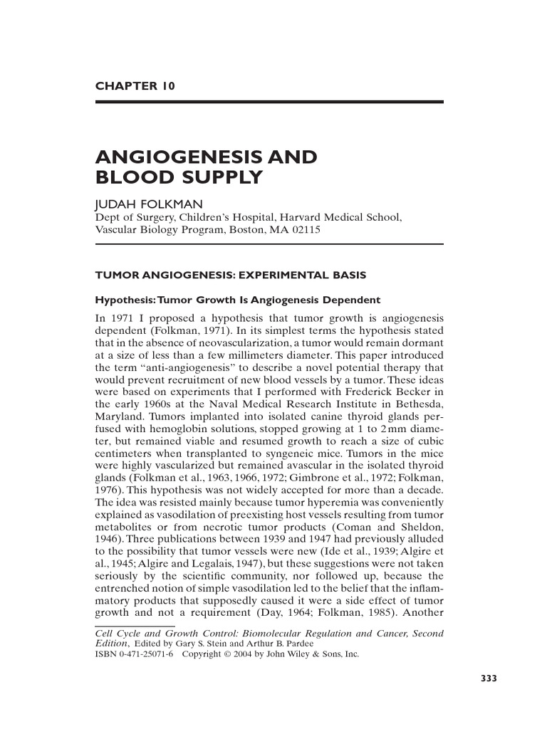 Angiogenesis and Blood Supply | PDF | Angiogenesis | Vascular ...