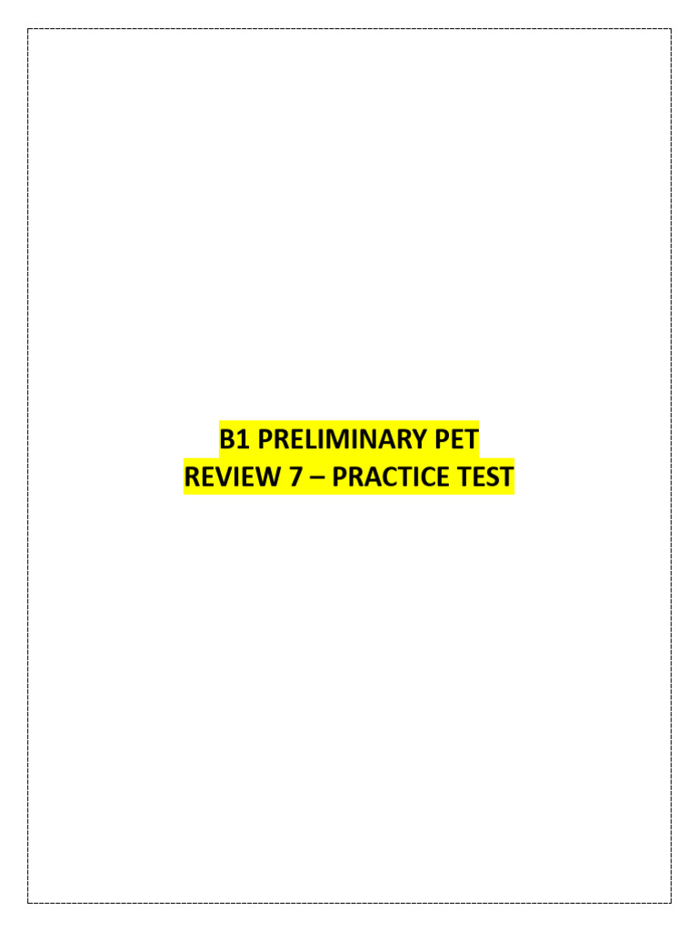 B1 Preliminary PET Practice Test Guide | PDF