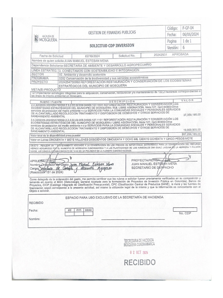 Solicitud CDP 1 | PDF