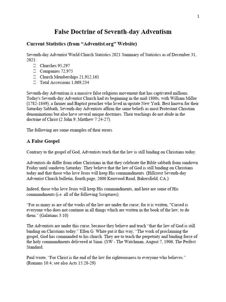 Dissecting Seventh-day Adventist Errors | PDF | Seventh Day Adventist ...