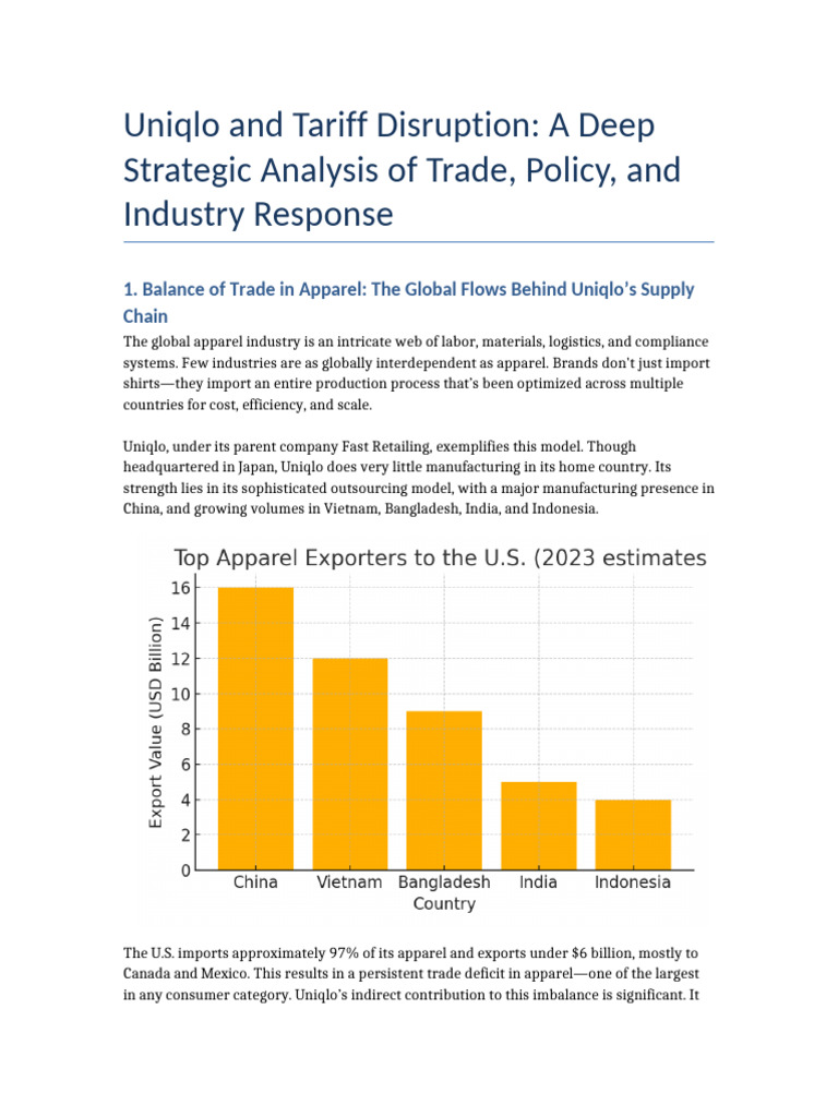 Uniqlo Tariff Analysis Expanded | PDF | Tariff | Supply Chain