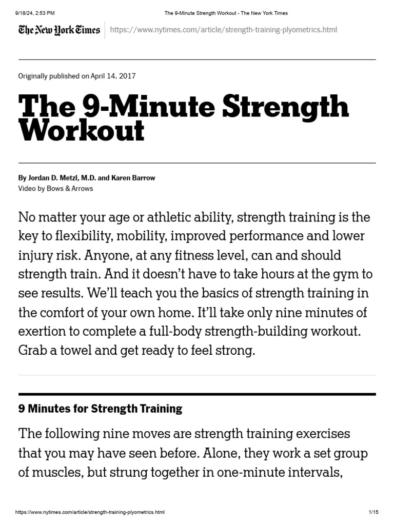 9-Minute Strength Training Workout | PDF | Strength Training | High ...