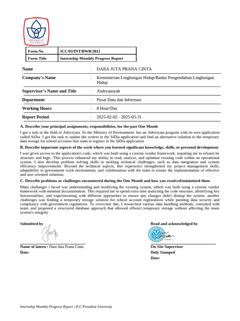 Internship Monthly Progress Report 599996 Pdf Databases Computing
