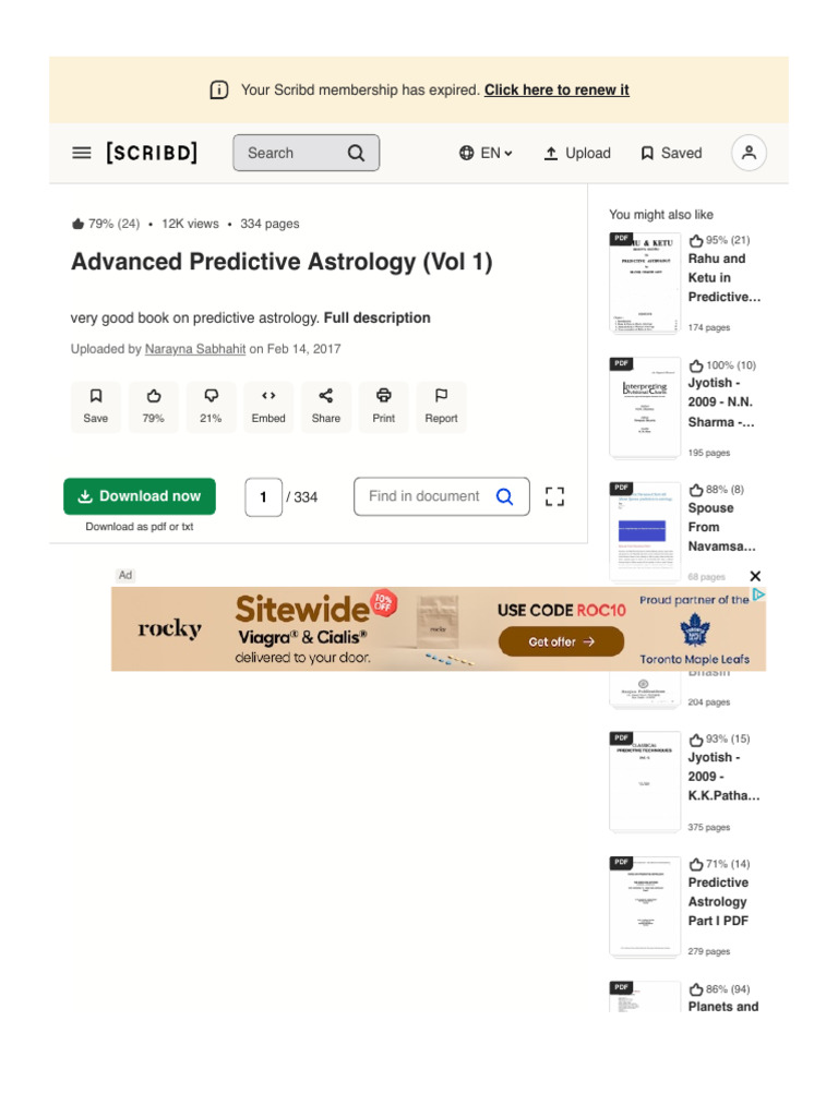 Advanced Predictive Astrology (Vol 1) - PDF - Planets in Astrology - Esoteric Cosmology | PDF ...