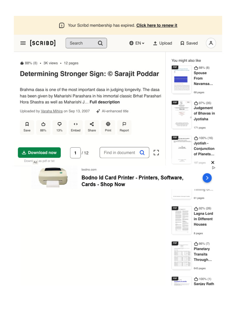 Determining Stronger Sign - © Sarajit Poddar - PDF - Planets in Astrology - Ancient Astronomy ...