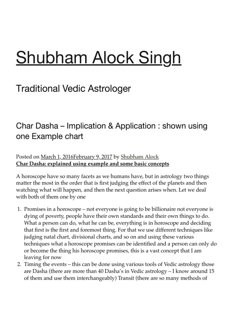 Char Dasha - Implication & Application - Shown Using One Example Chart ...