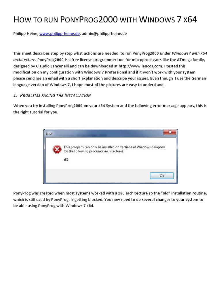 Ponyprog Windows7x64 | PDF | Computing Platforms | Operating System ...