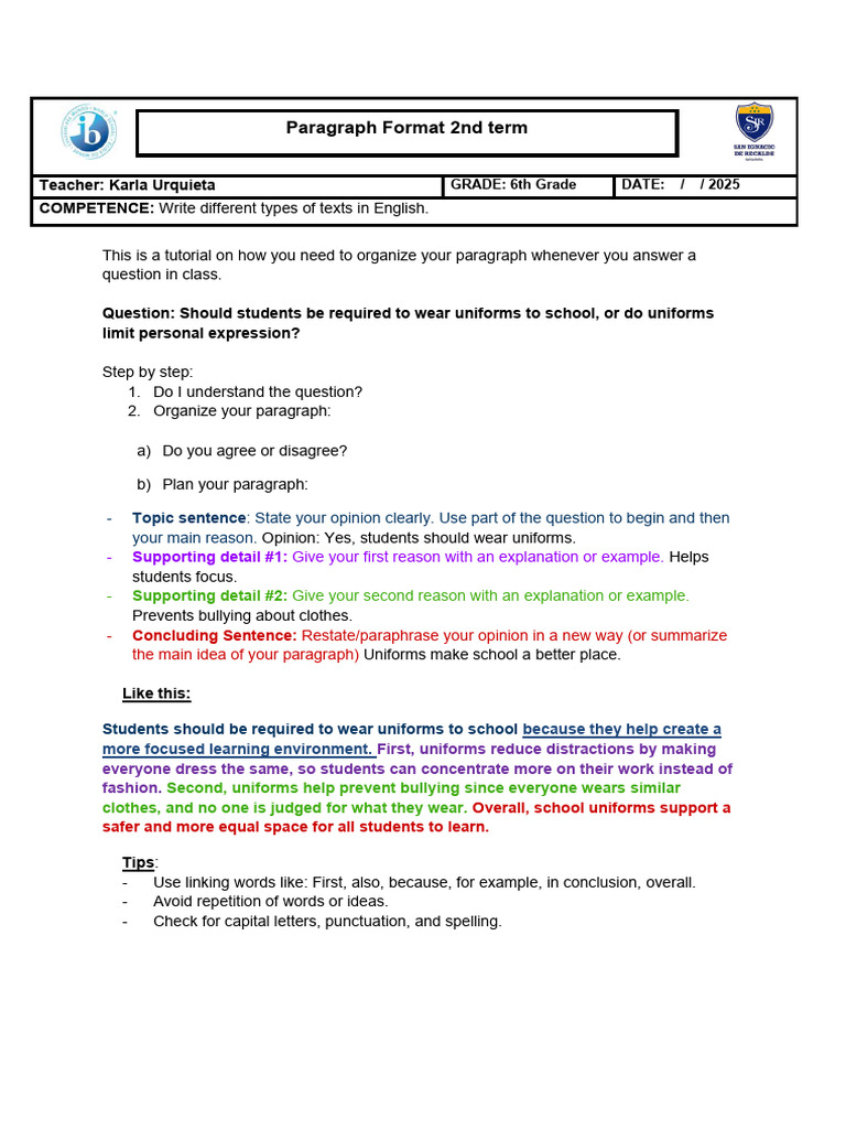 Organizing Paragraphs for Class Essays | PDF