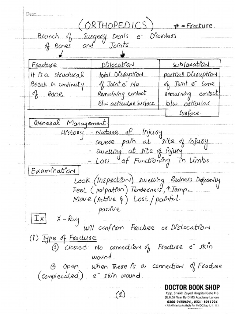 Orthopedic Handwritten Notes | PDF