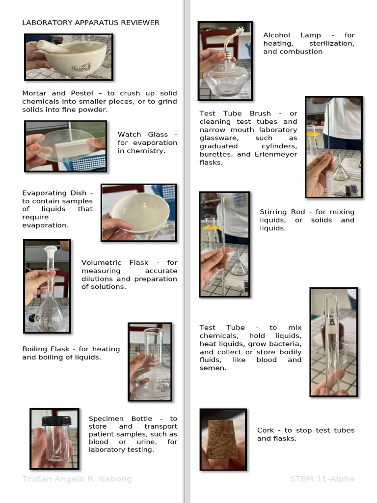 Laboratory Apparatus Reviewer | PDF | Liquids