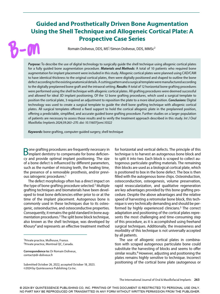 Guided and Prosthetically Driven Bone Augmentation Using The Shell ...
