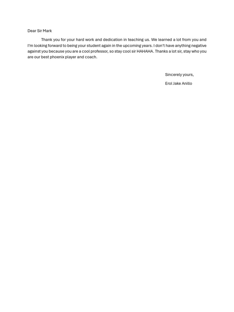 Dear Sir Mark | PDF