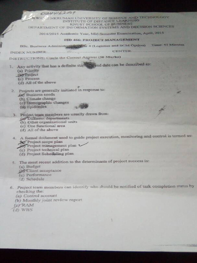 2014 2015 Past Question | PDF