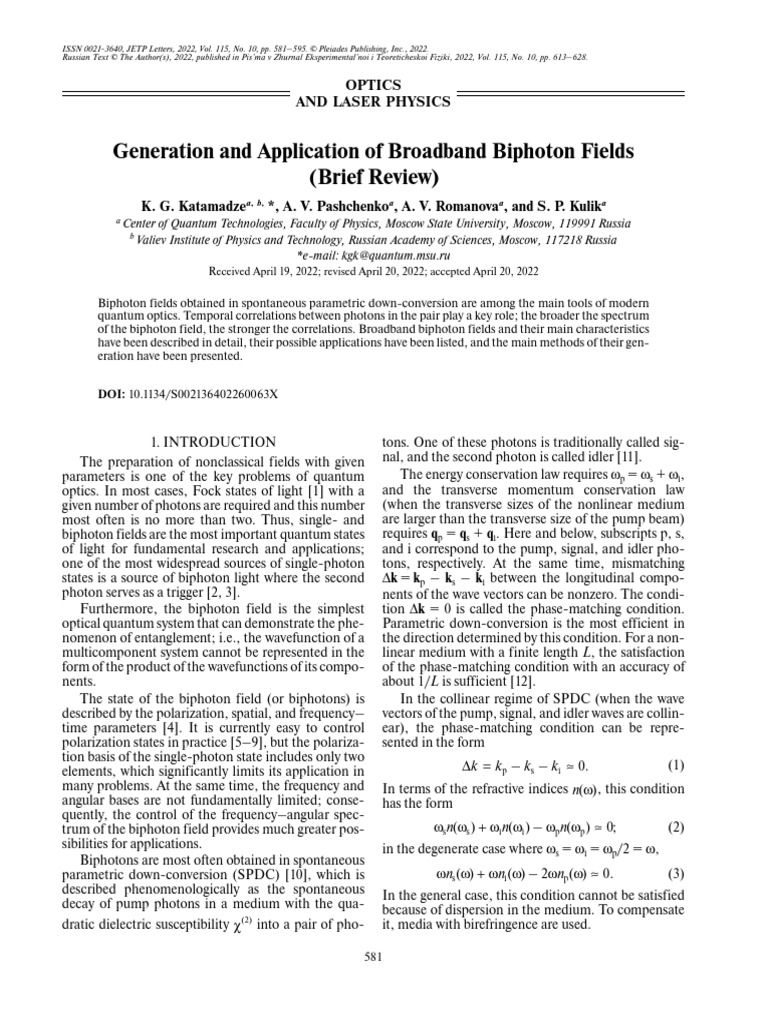 Generation and Application of BBFs | PDF | Nonlinear Optics | Interferometry