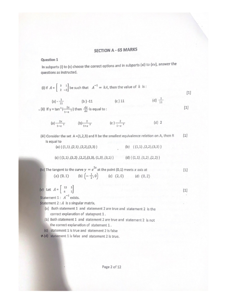 Section A - 65 Marks | PDF