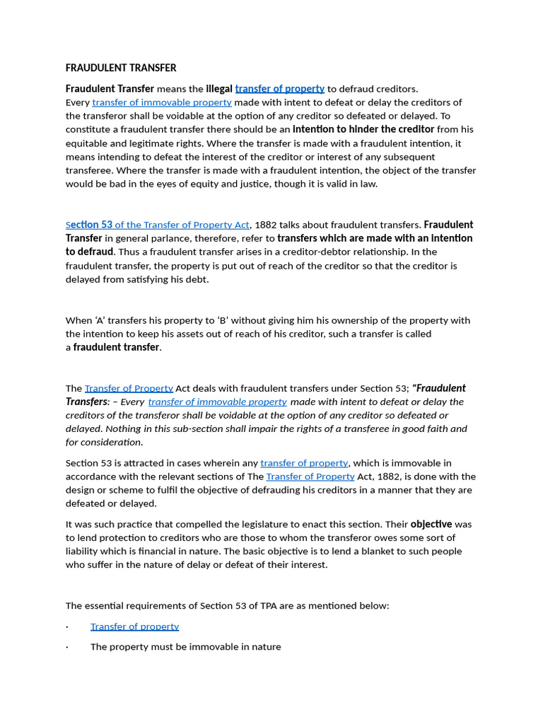 Fraudulent Transfer | PDF | Private Law | Common Law