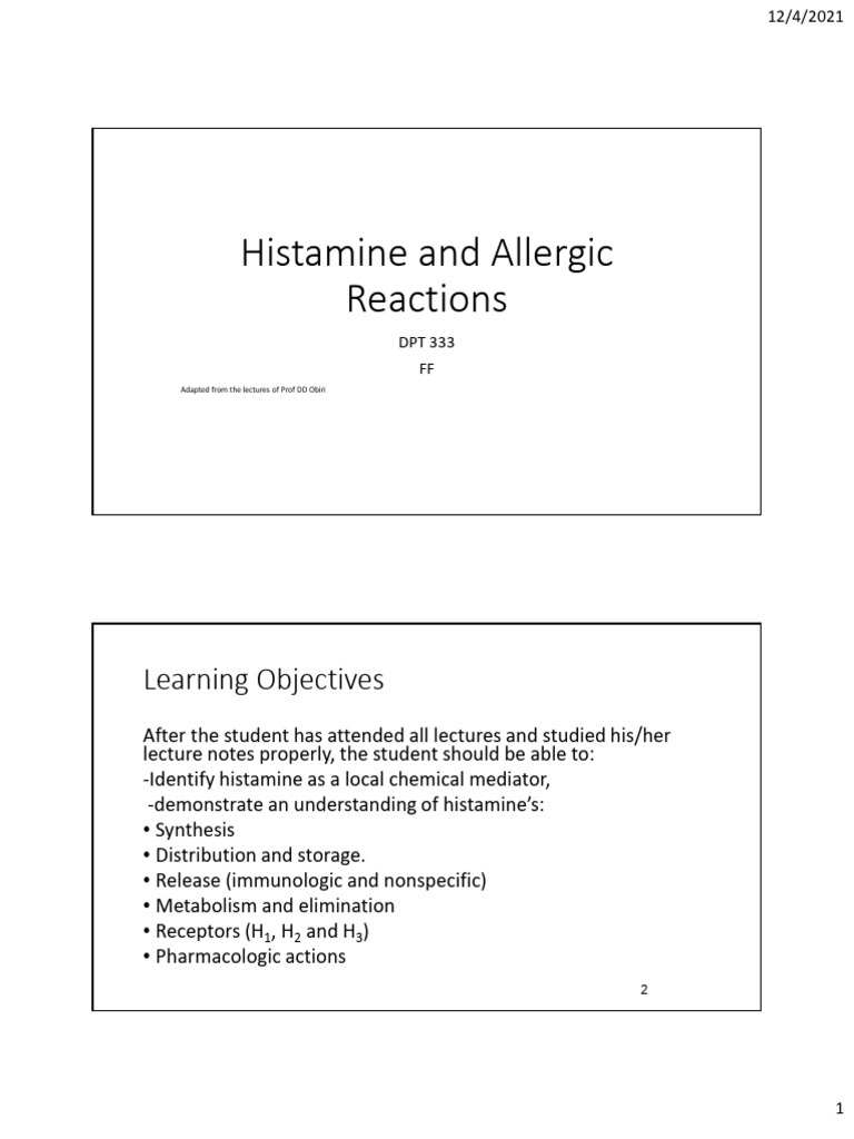 Understanding Allergic Reactions and Histamine | PDF | Allergy | Allergen
