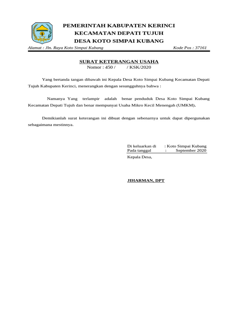 Data Umkm Dan Surat Keterangan Usaha Umkm | PDF