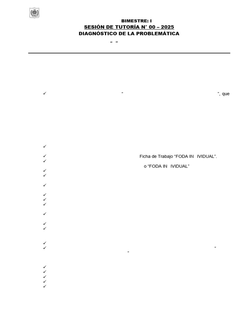 Sesion de Tutoria #0 Analizando La Problemática | PDF | Análisis FODA | Ciencias del comportamiento