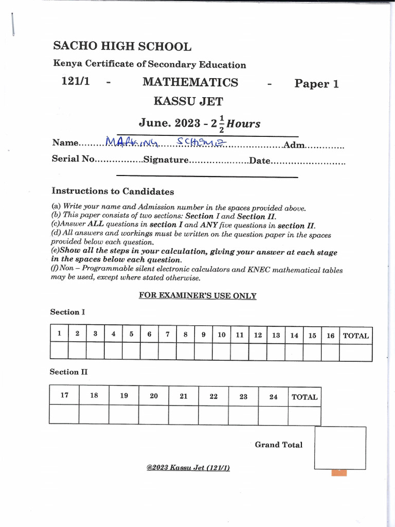 MATHS P1 Making Scheme | PDF