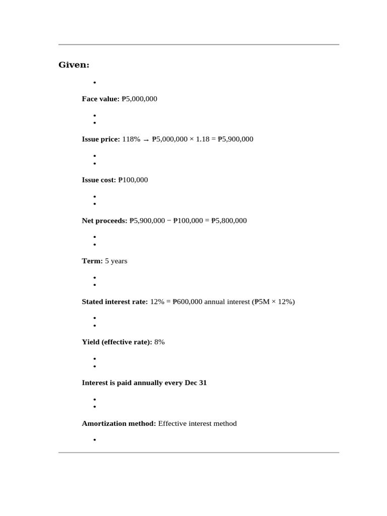 Bond Issuance Financial Summary | PDF