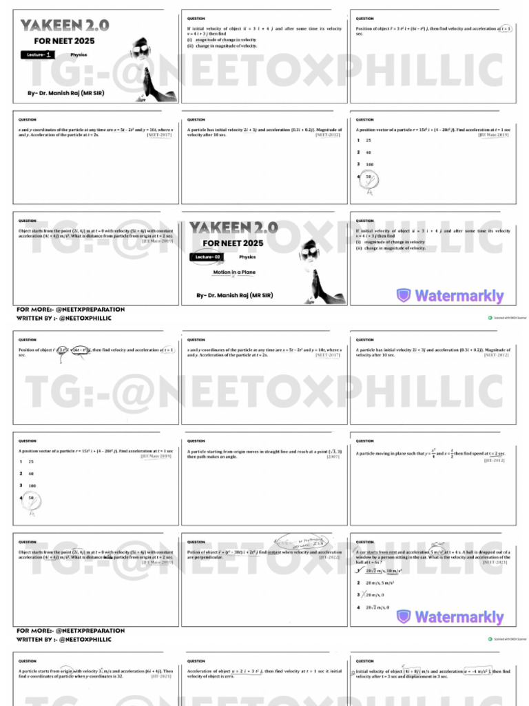 Motion in Plane MR Sir Question | PDF