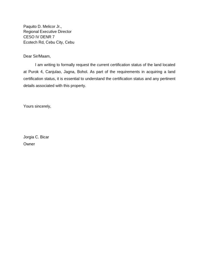 Letter Reuquest DENR | PDF