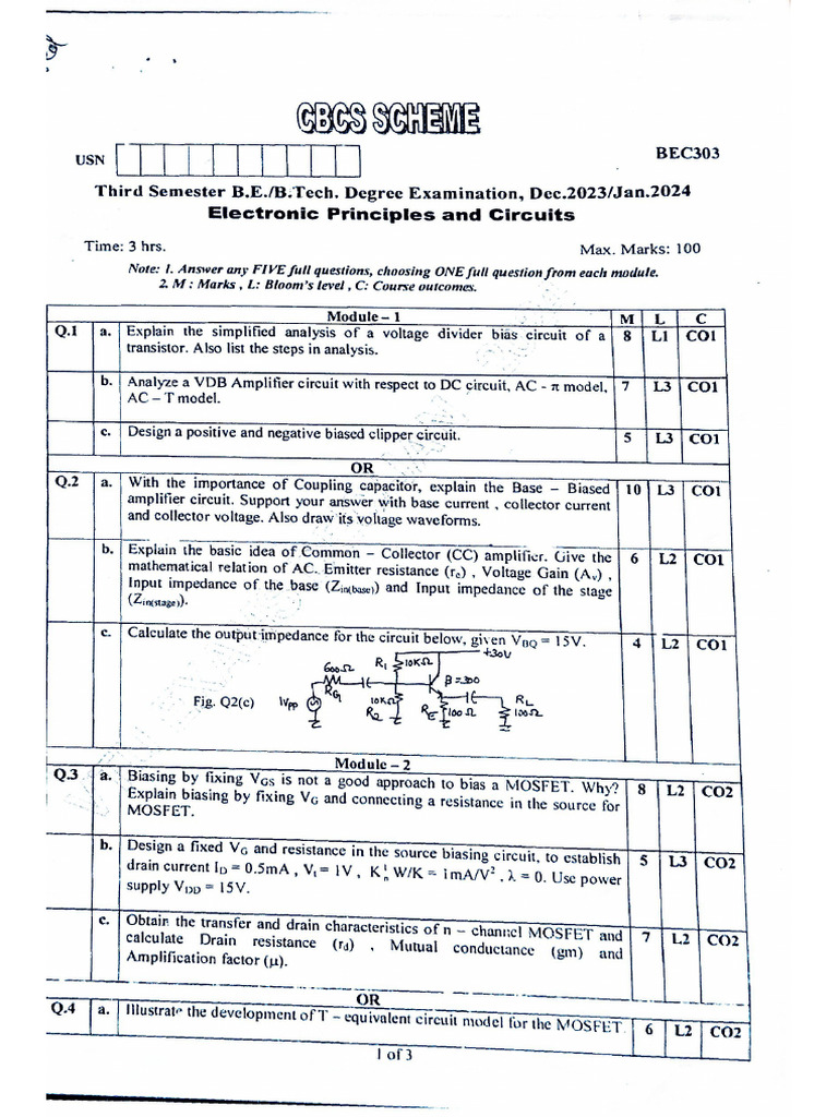 Epc Bec303 QP 2023 24 | PDF