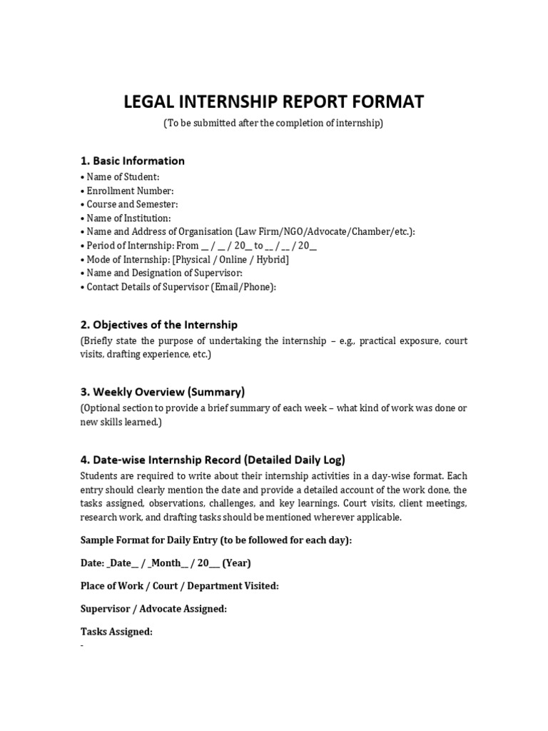 Legal Internship Report Template | PDF | Advocate