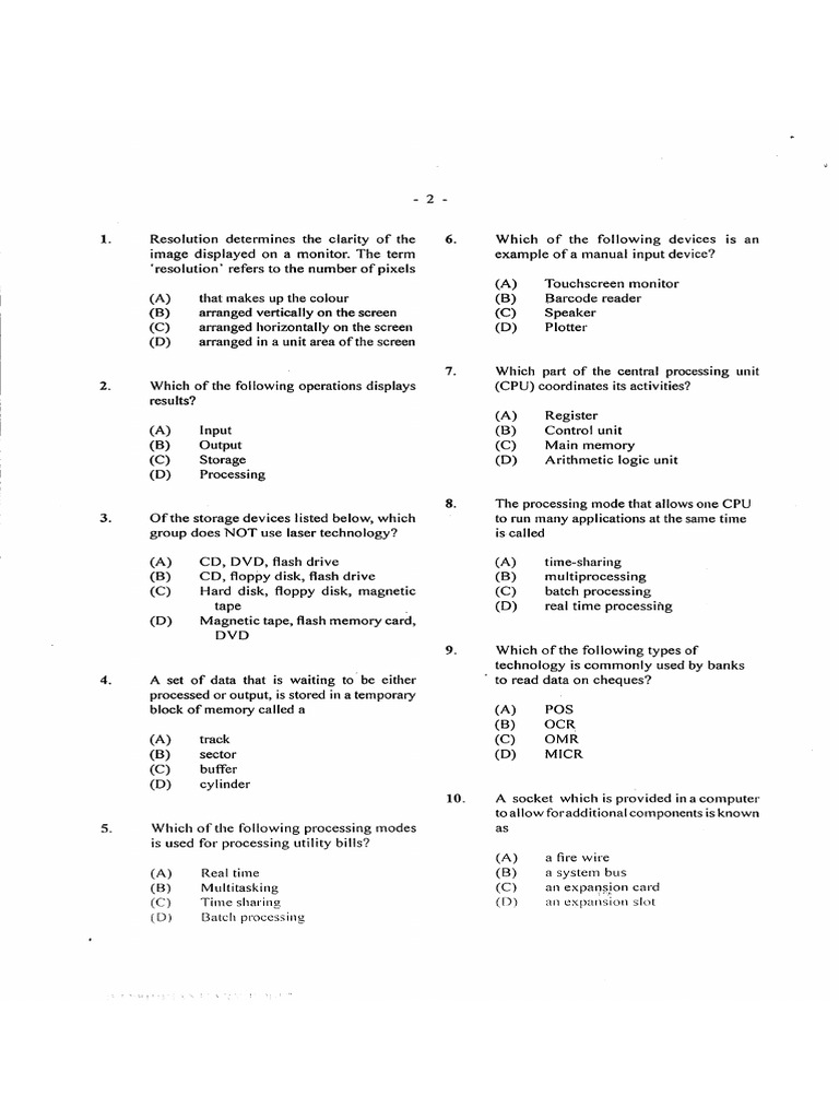 CSEC Jan 2017 Paper 1 (30 Questions) | PDF