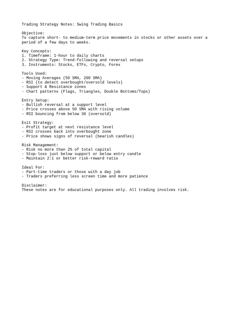 Swing Trading Strategy Essentials | PDF
