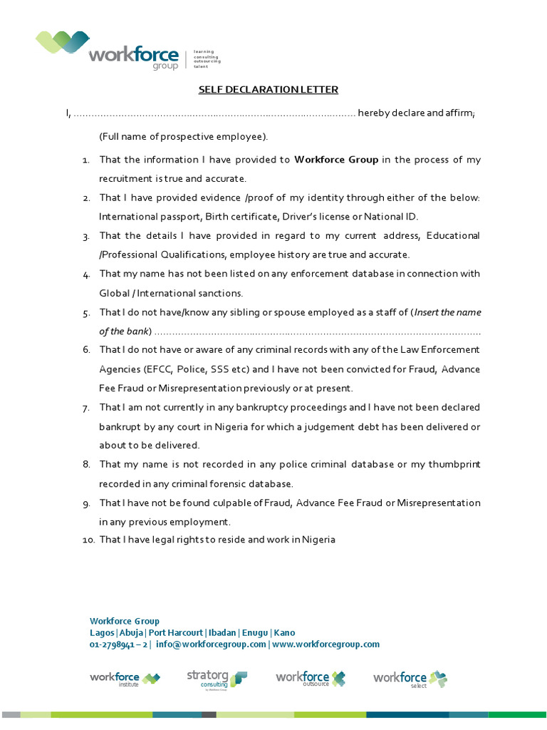 Self Declaration, Tax and NHF Forms | PDF