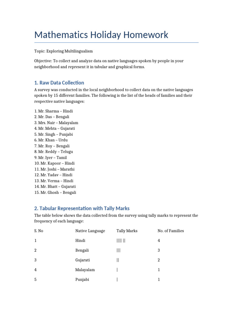 Maths Holiday Homework Detailed | PDF | Languages Of India