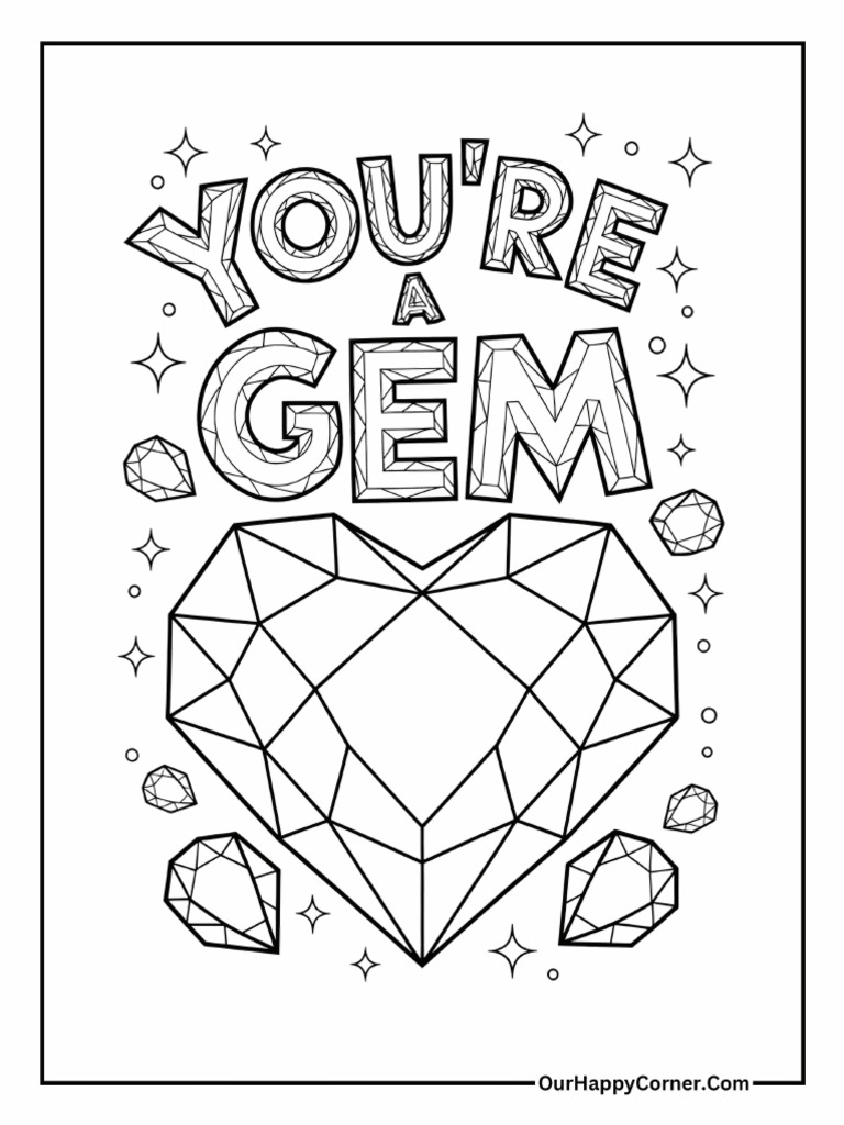 Youre A Gem Heart Coloring Page | PDF