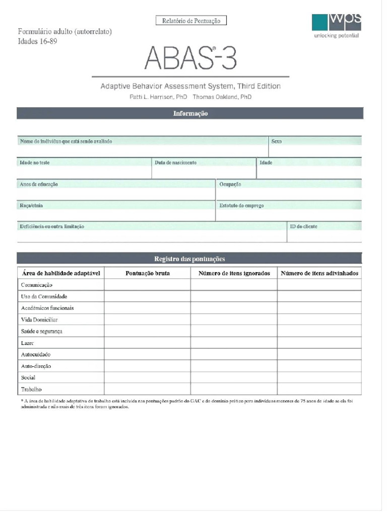 ABAS3ADULTO | PDF