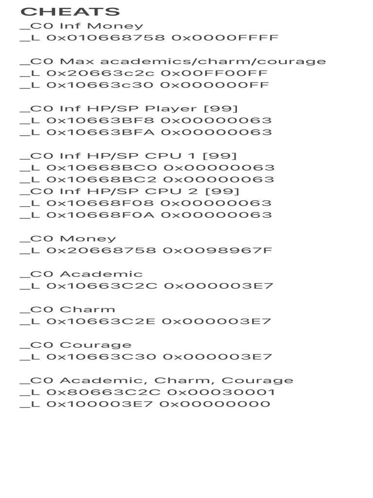 Cheats | PDF