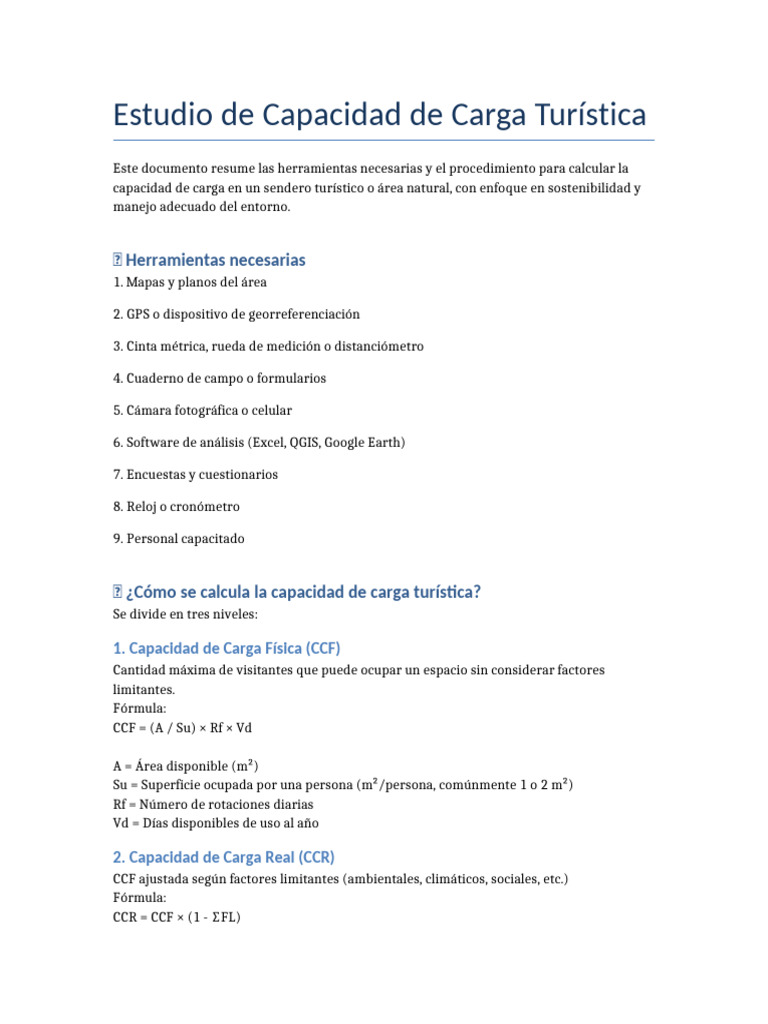 Capacidad de Carga Turistica | PDF